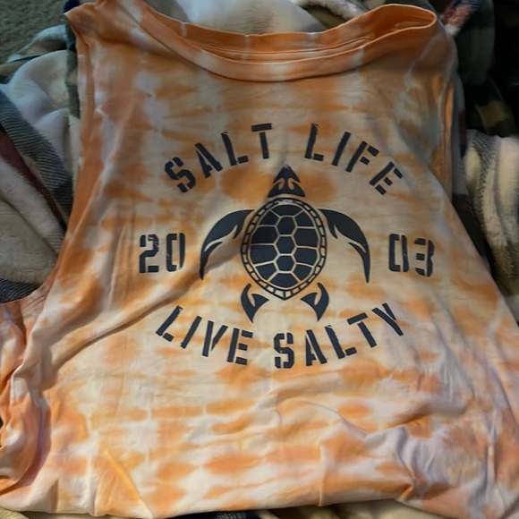 Salt Life | Tops | Orange Tie Dye Cropped Front Long Back Salt Life ...